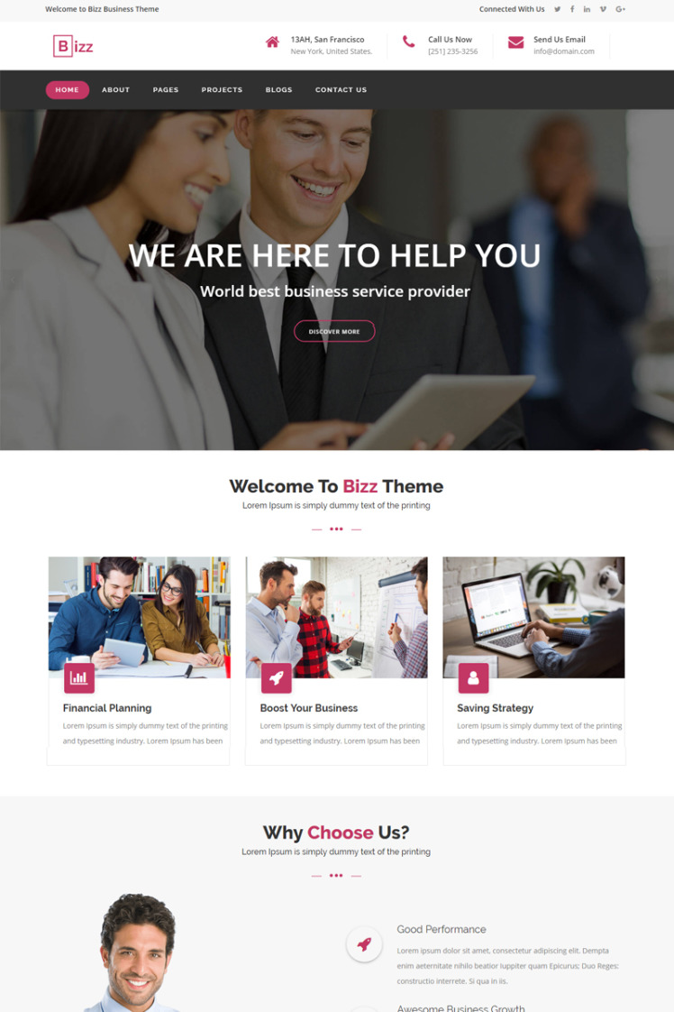 Bizz - Business & Corporate HTML Website Template #68329
