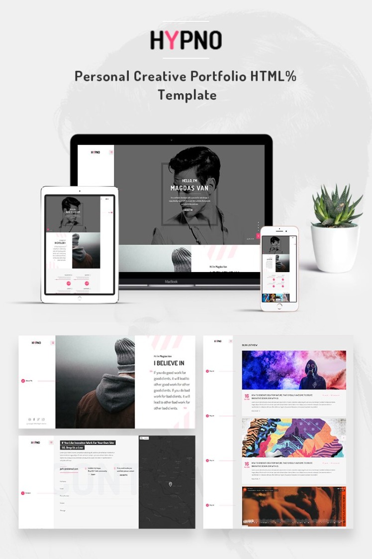 Hypno - Personal Creative Portfolio Website Template #68758