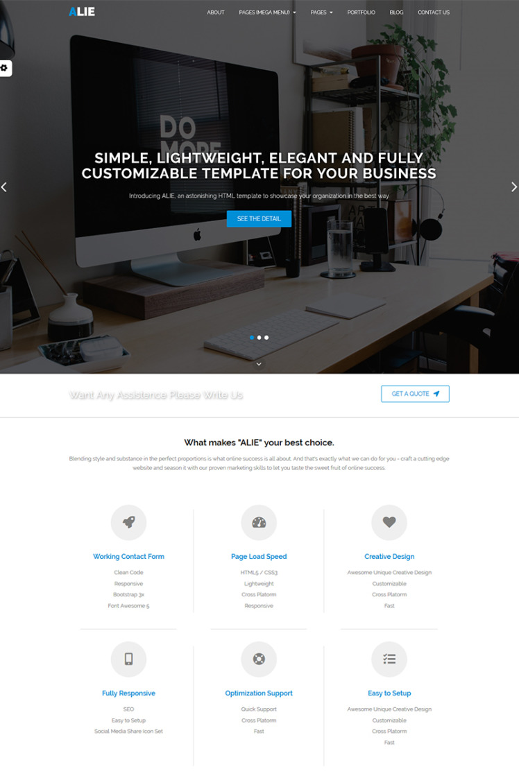 ALIE: Multipurpose, Lightweight Bootstrap5, SASS Website Template #68890