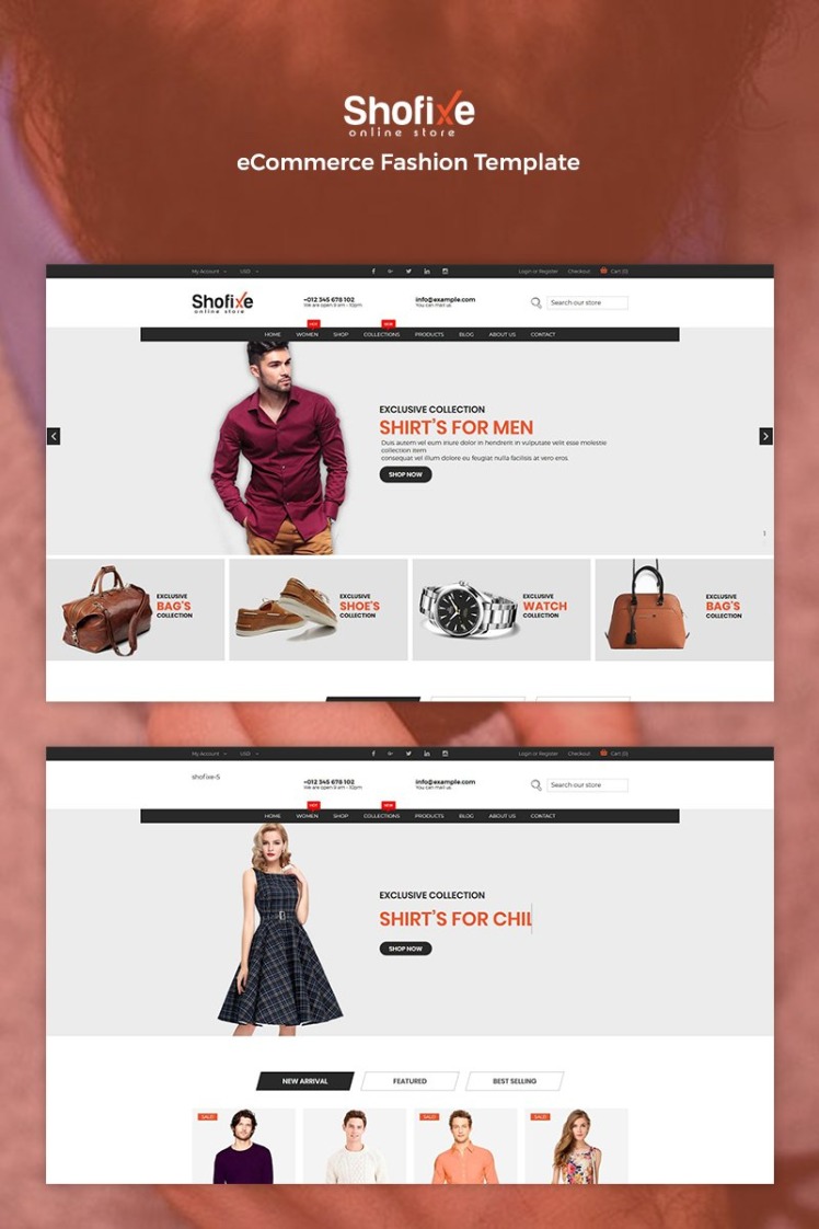 Shofixe - eCommerce Fashion Website Template #68848