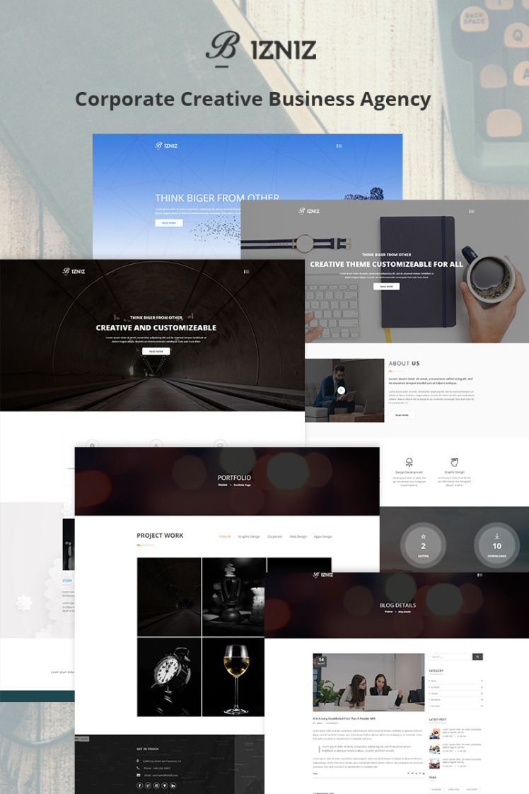 Bizniz – Creative Agency Website Template #68955