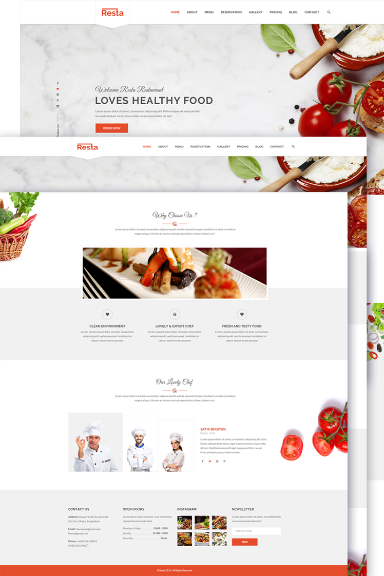 Resta - Responsive Restaurant Website Template #69067