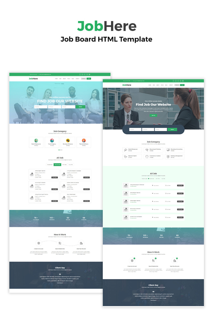 JobHere - Job Board Website Template #69488