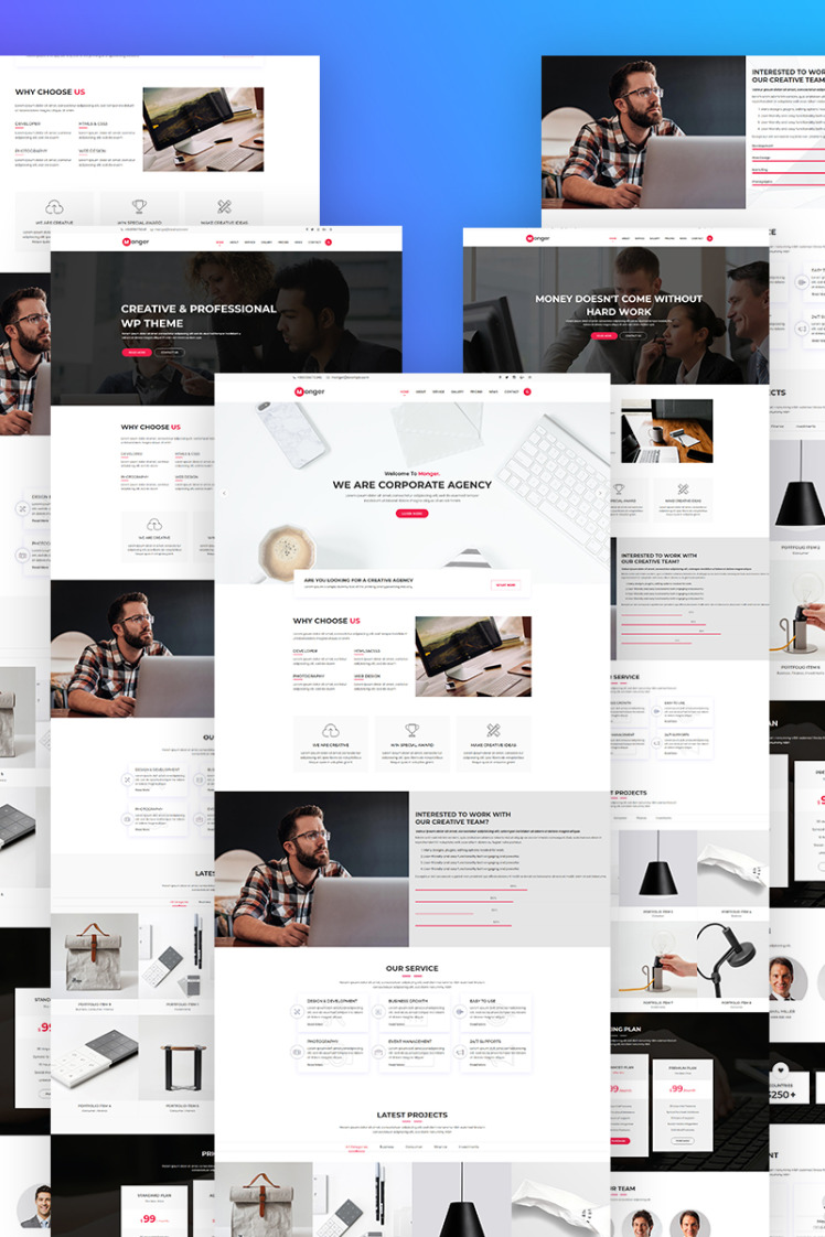 Monger - One Page Responsive HTML5 Website Template #69467