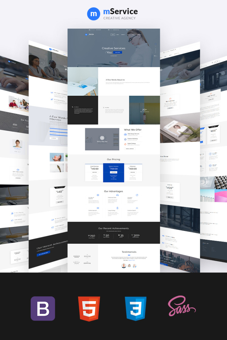 Mservice - Stylish Creative Agency Multipage Website Template #69486