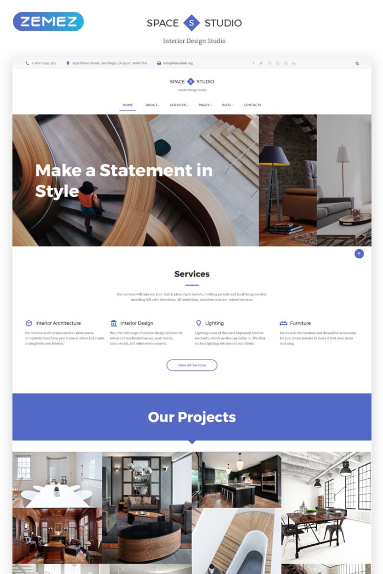 Space Studio - Interior Design Multipage HTML5 Website Template #69593