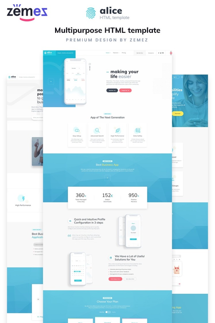 Alice - Application HTML5 Website Template #70682