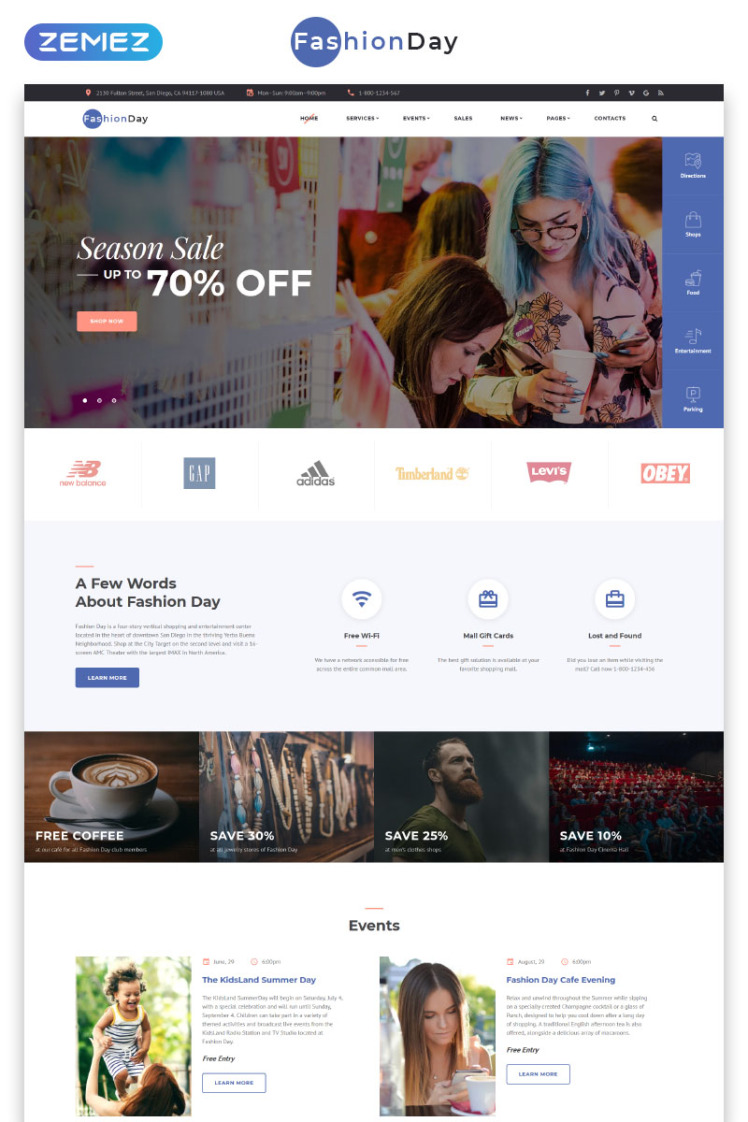 Fashion Day - Fashion Shop Multipage HTML Website Template #71436