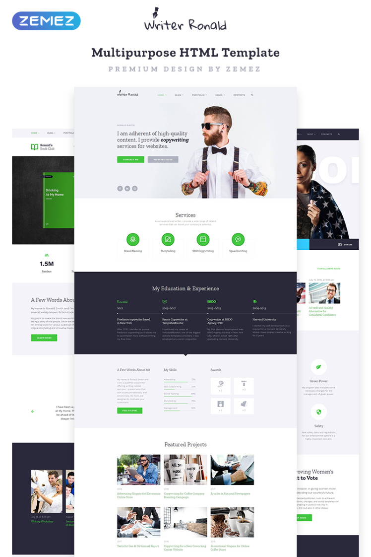 Writer Ronald - Universal Personal Multipurpose HTML Website Template #71789