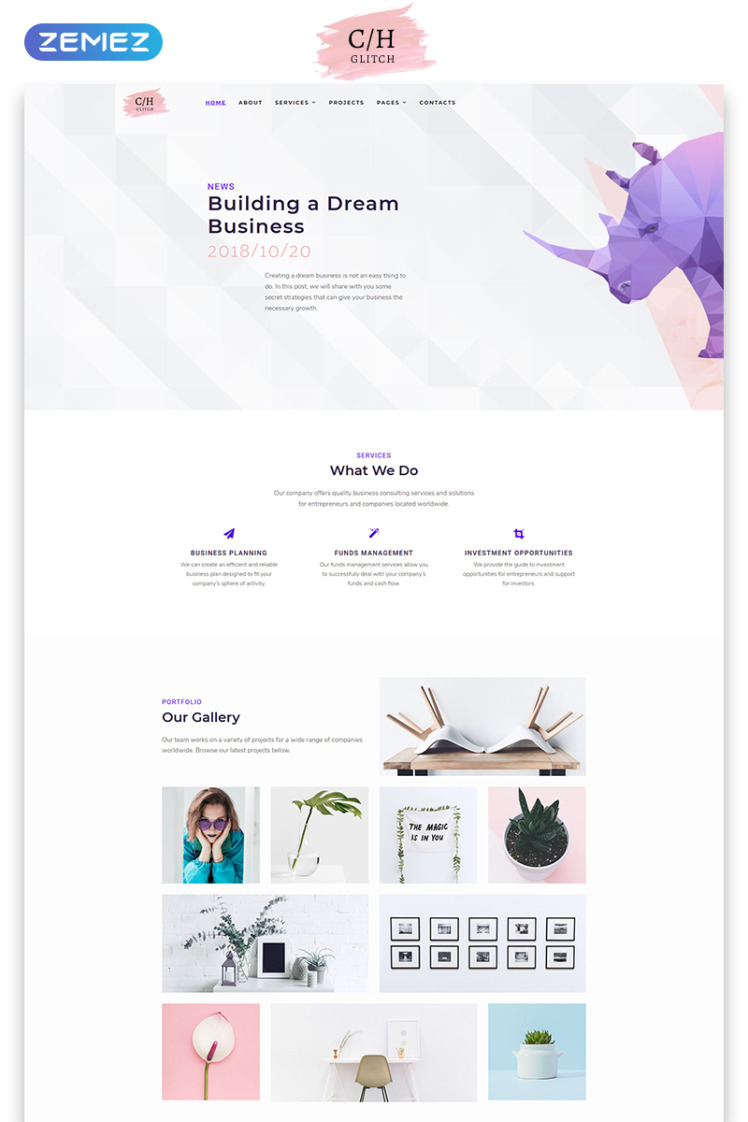 C/H Glitch - Business Multipage HTML5 Website Template #74153