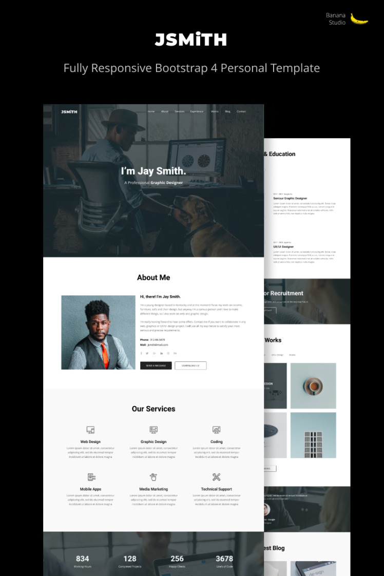 JSMiTH Fully Responsive Bootstrap 4 Personal Website Template #74463