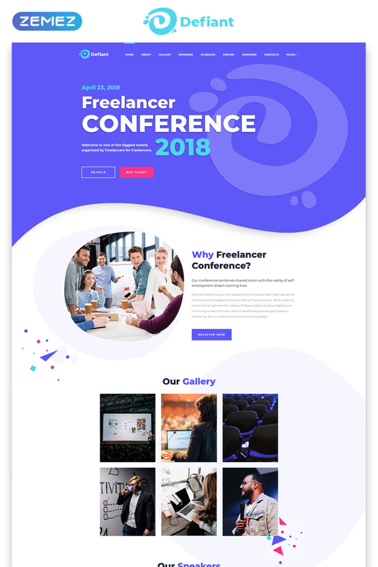 Defiant - Event Responsive Minimal Bootstrap HTML Website Template #76015