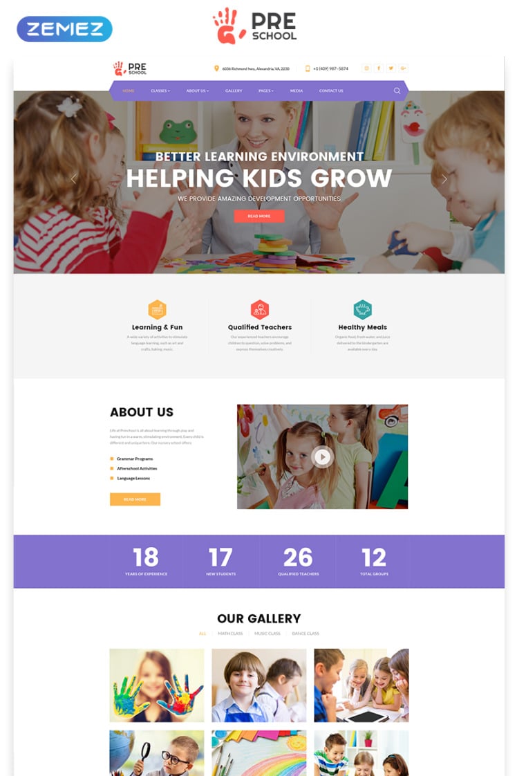 Preschool - Education Multipage Clean HTML Website Template #76608