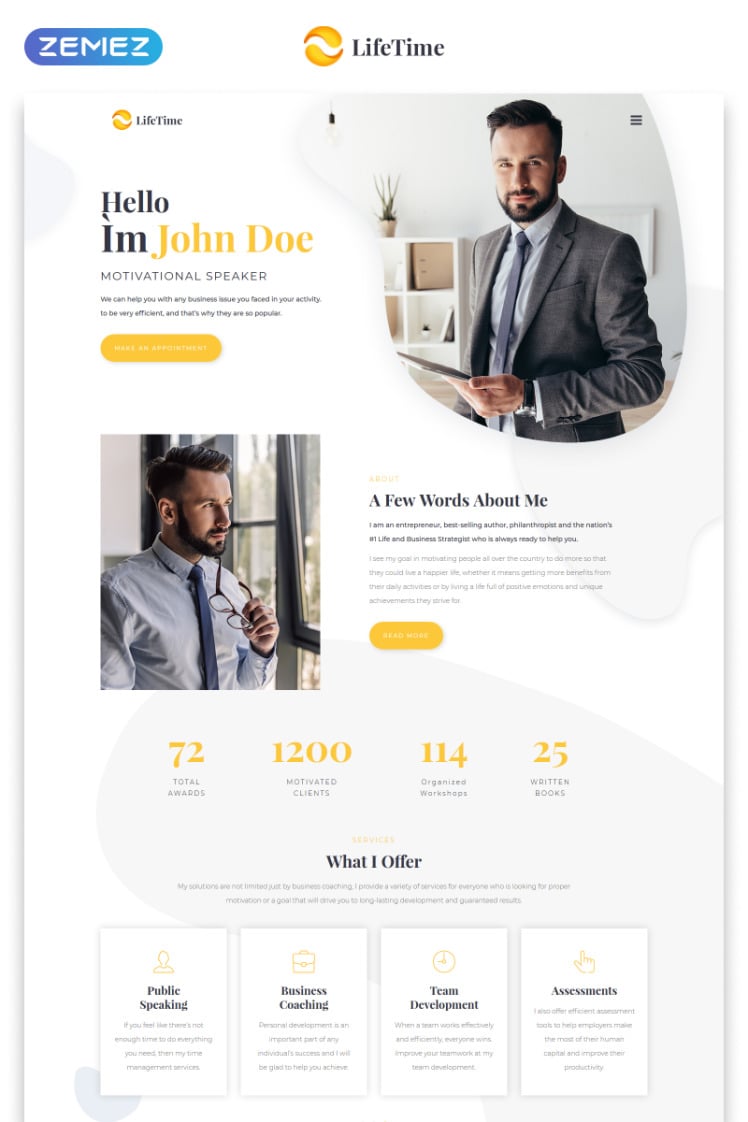 LifeTime - Motivational Speaker Clean Multipage HTML5 Website Template ...