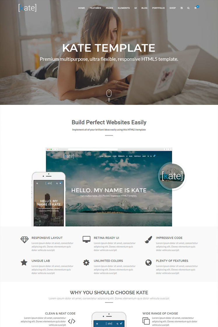 Kate Multipurpose Website Template #81718