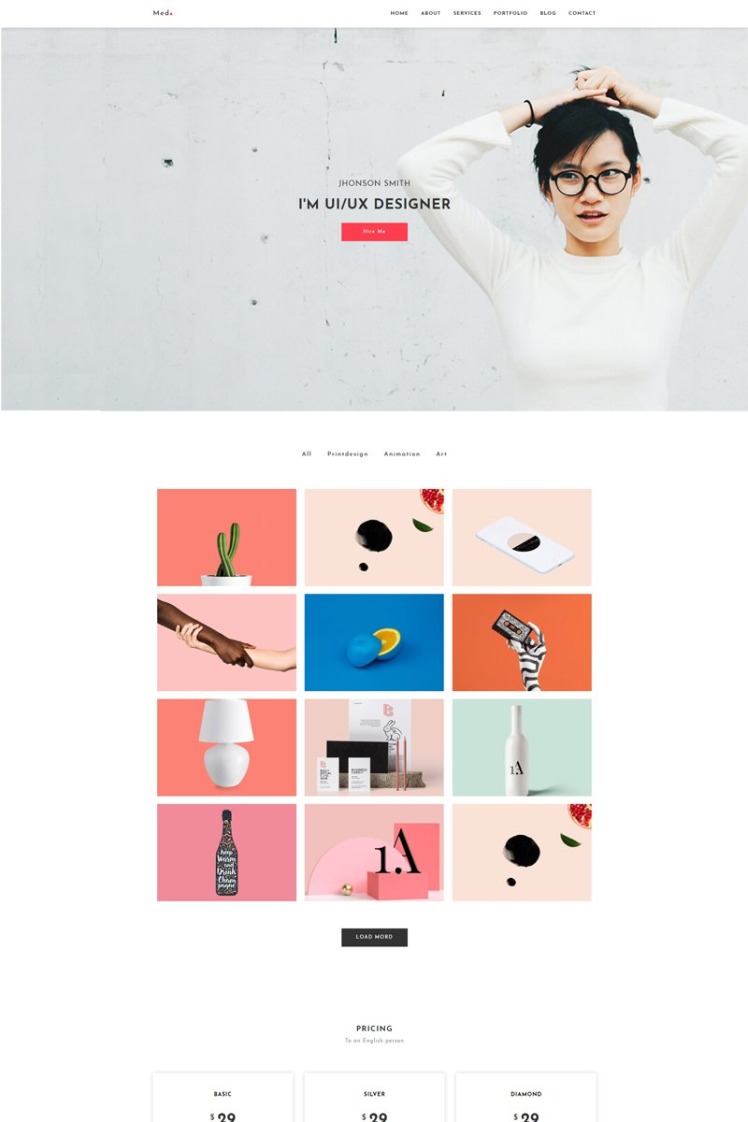 Med - Minimal Portfolio Website Template #85747
