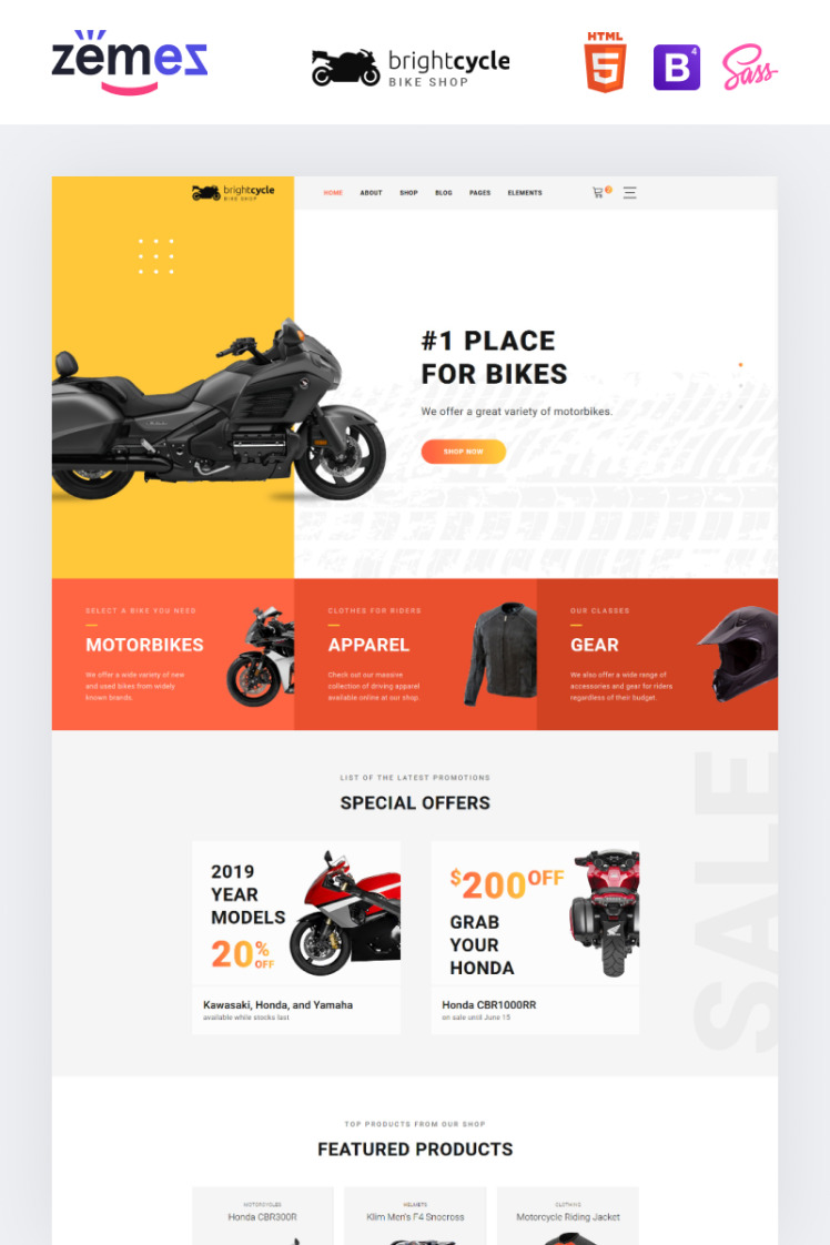 Brightcycle - Motorcycle Store Website Template #90261