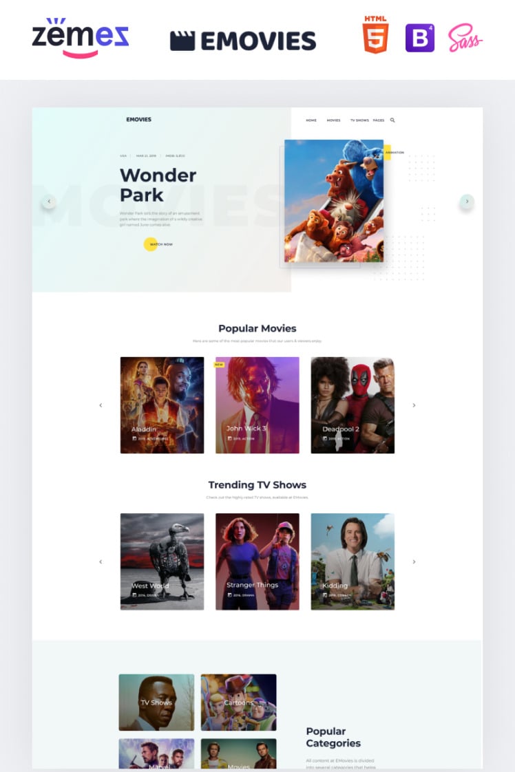 EMovies - Movie Streaming Website Template #91271
