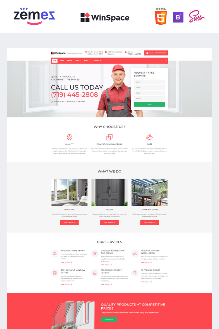 WinSpace - Windows Installation Company Website Template #91762