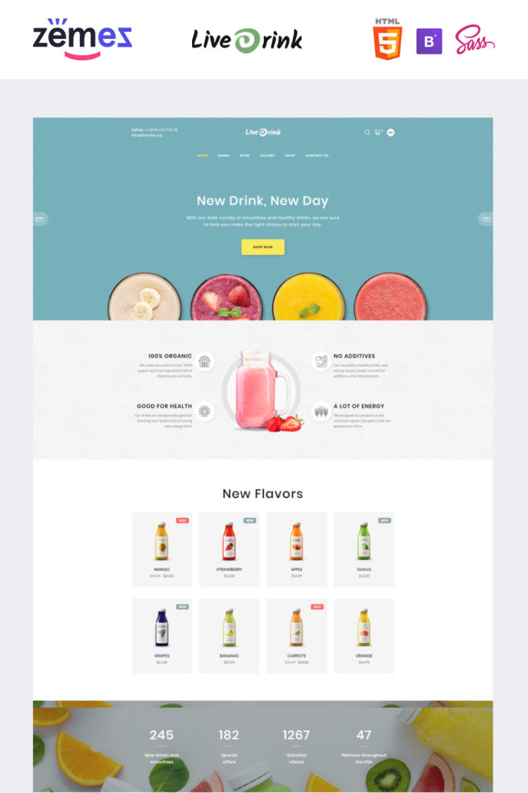 LiveDrink - Smoothie Shop Website Template #94207
