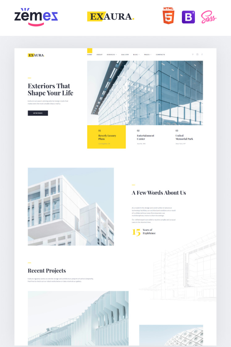 Exaura - Exterior Design Studio Website Template #97284