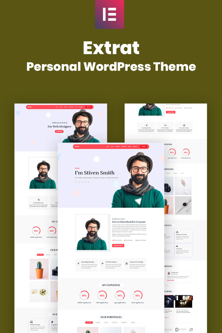 Extrat - Personal Portfolio Responsive WordPress Theme #99086