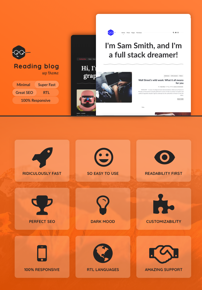 Reading Blog, Readability Focusing WordPress Theme #75472