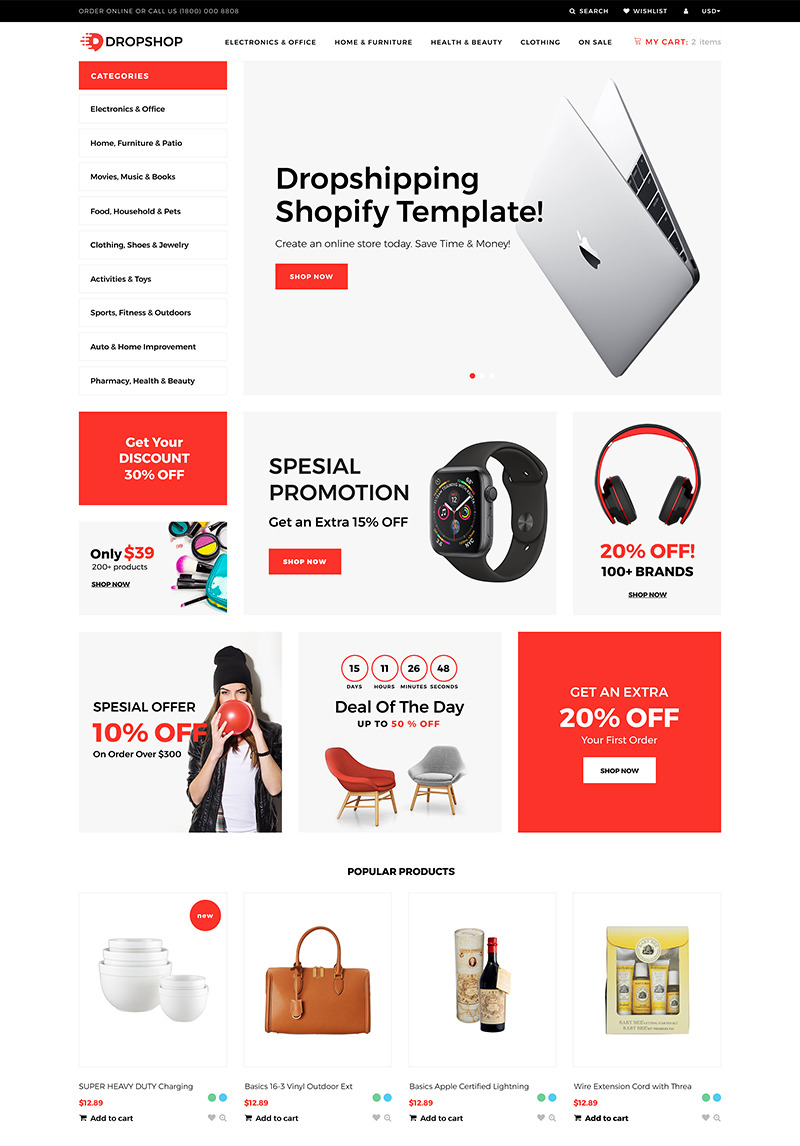 DropShop - Drop Shipping Store Modern Shopify Theme #75569