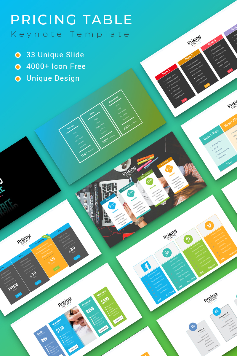 Prising Table Keynote Template #76154