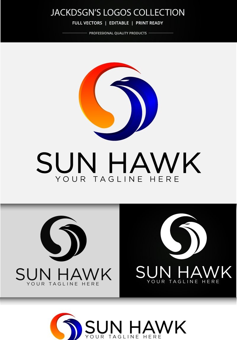 Sun Hawk Logo Template #76217