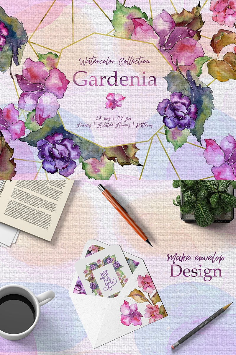 Gardenia Watercolor png Illustration #76410