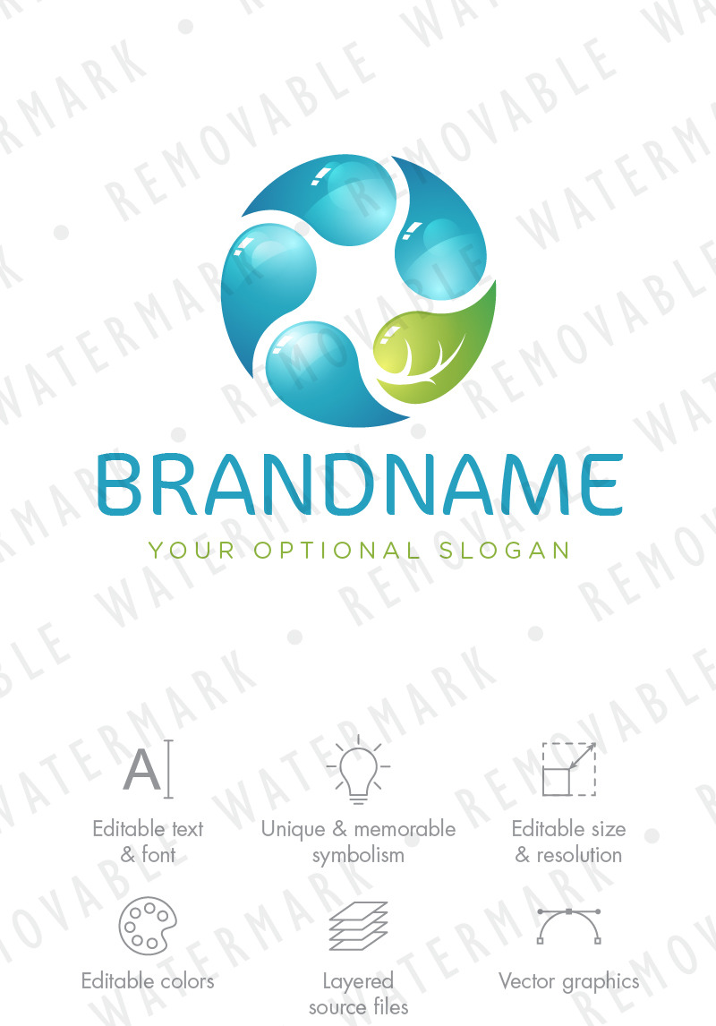Natural Circle of Water Logo Template #76582