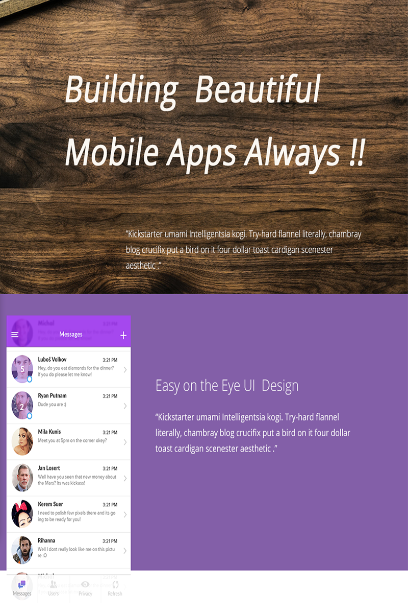 Mobile Hub - A One Page PSD Template #76826