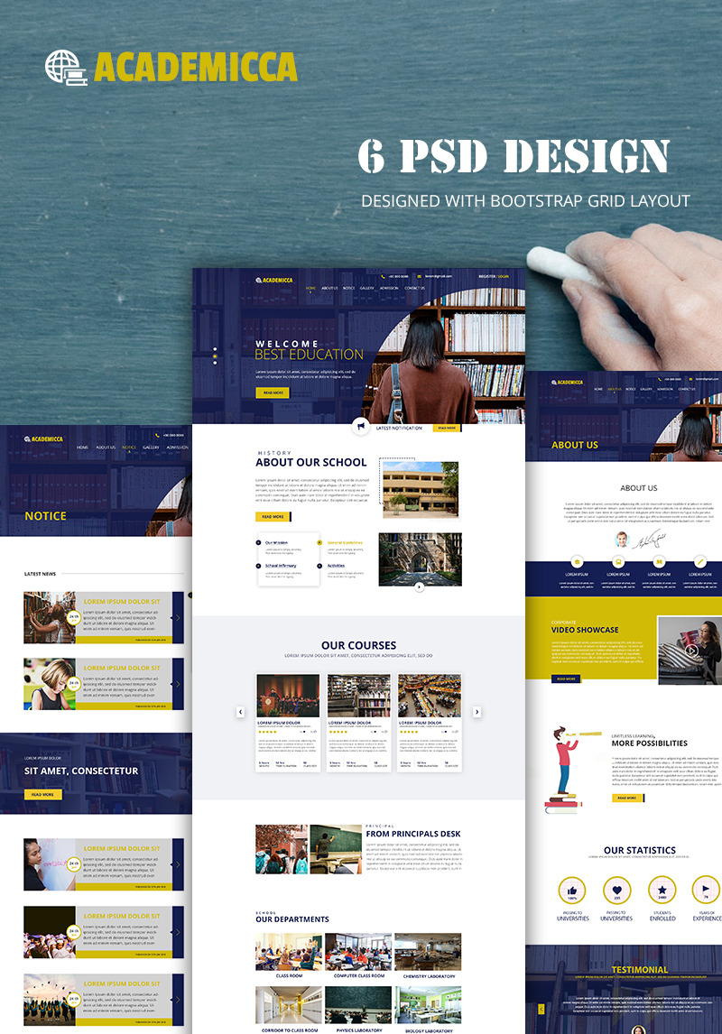 Academica - Multipurpose School PSD Template #76973