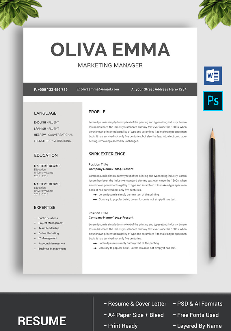 Oliva Emma Resume Template #76902