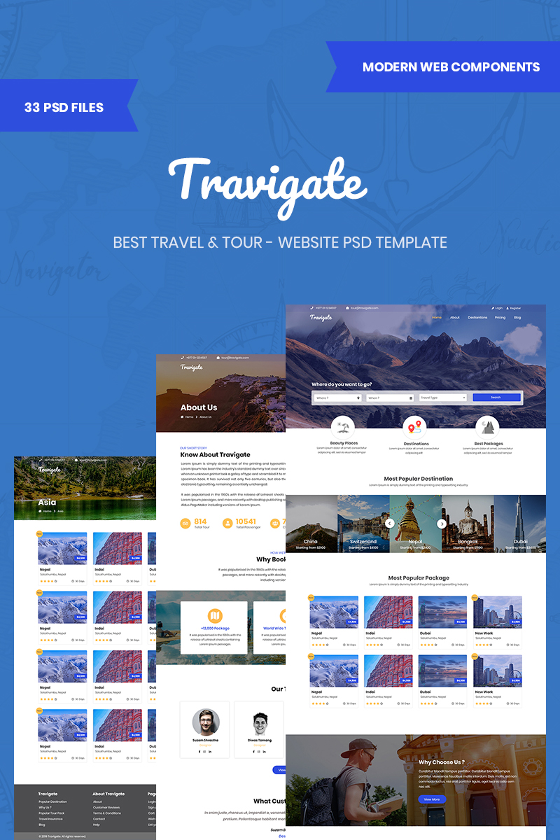 Travigate Travel & Tours Website PSD Template #77162