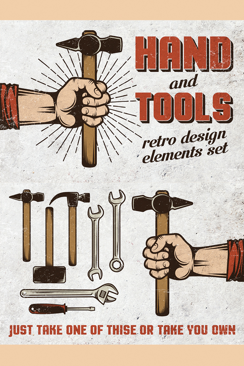 Hand and Tools Set Illustration #78150