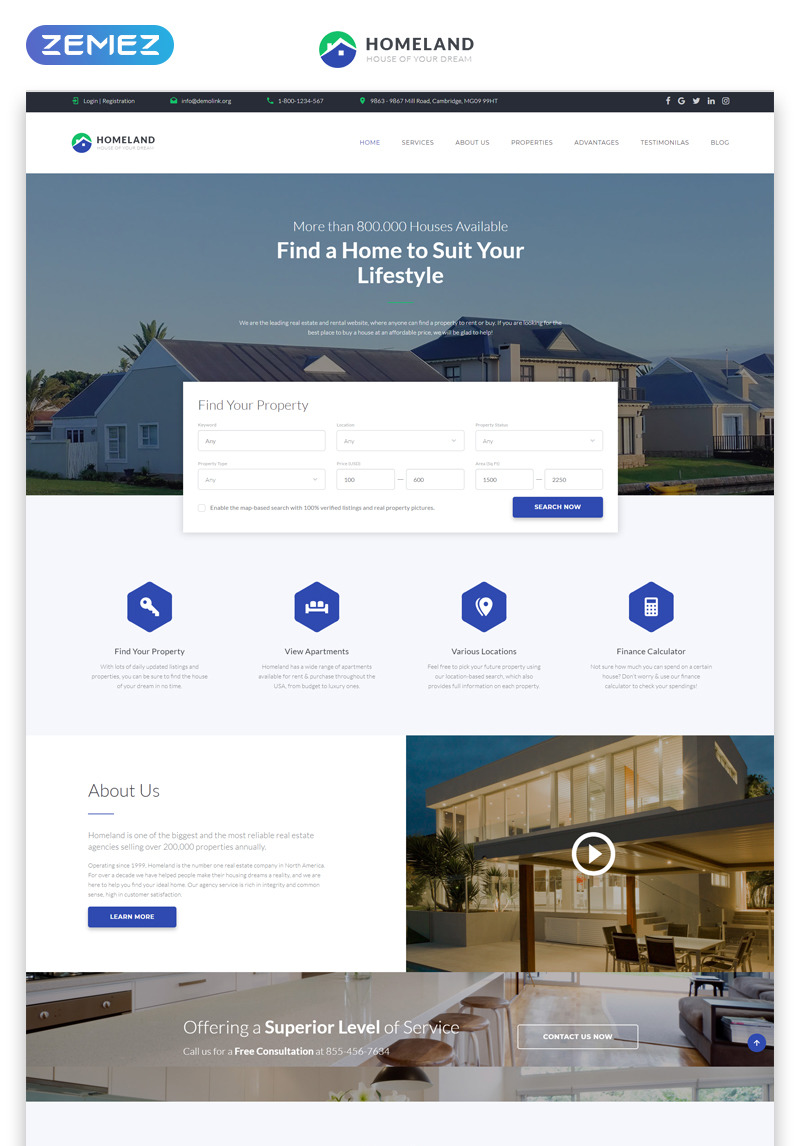 Homeland Landing Page HTML Template