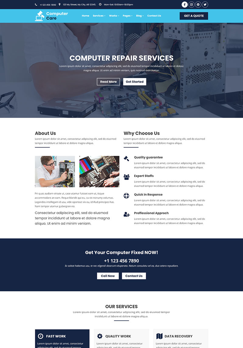 Computer Care | Mobile and Computer Repair PSD Template #79243
