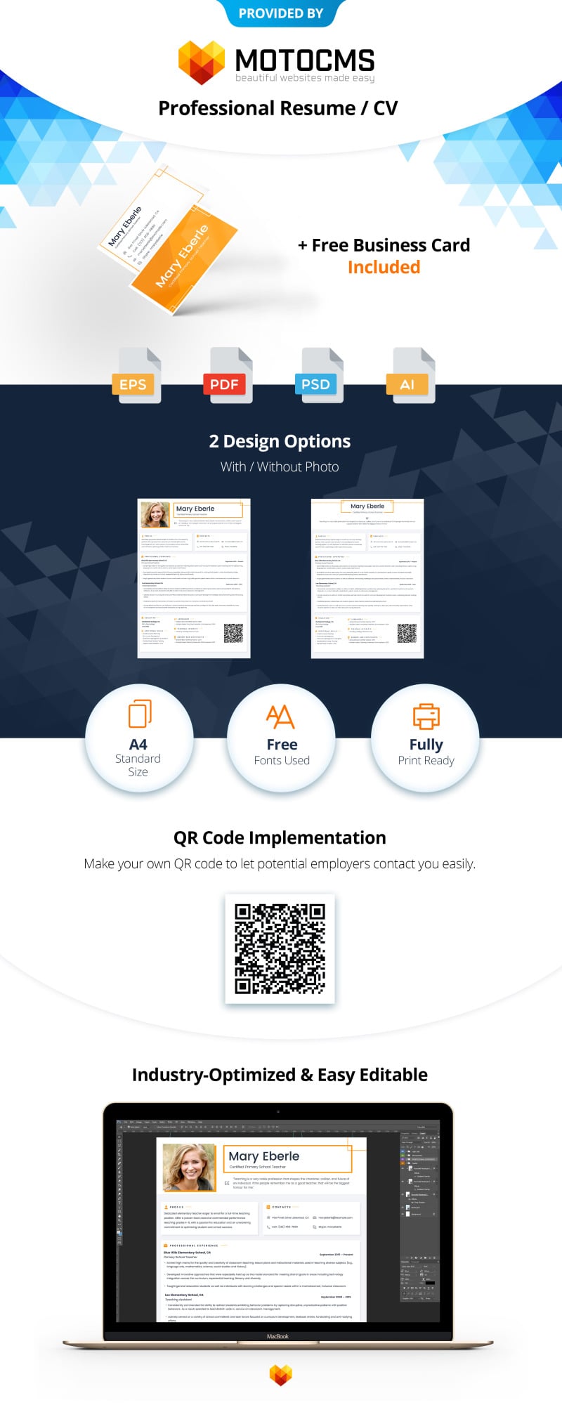 Mary Eberle - Certified Teacher Resume Template