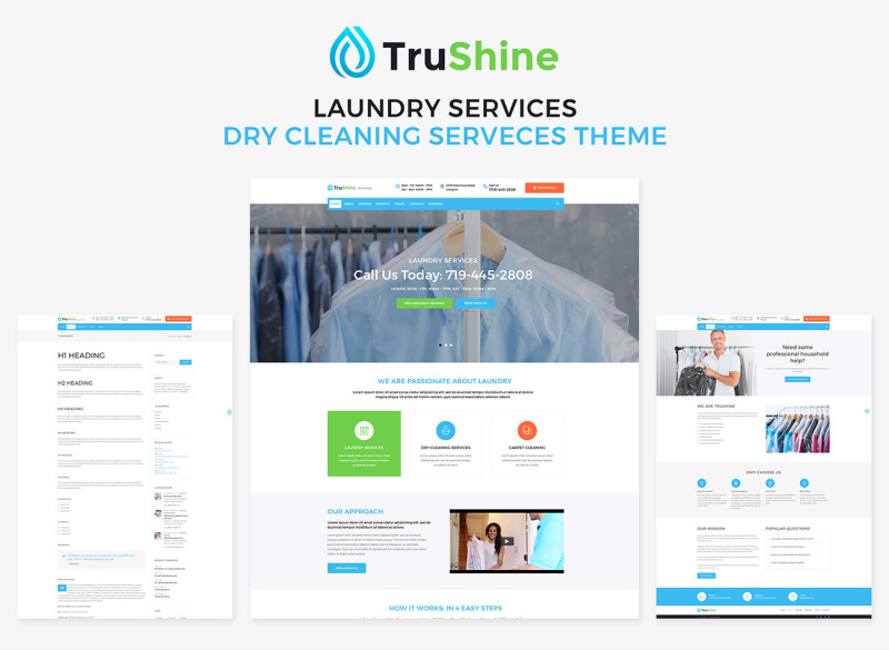 TruShine Laundry Service WordPress Theme - TemplateMonster