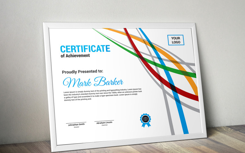 Colorful Certificate Template #101323 - TemplateMonster