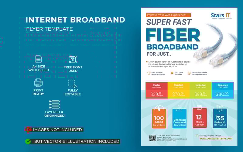 Folleto de promoción de banda ancha de Internet: plantilla de identidad ...