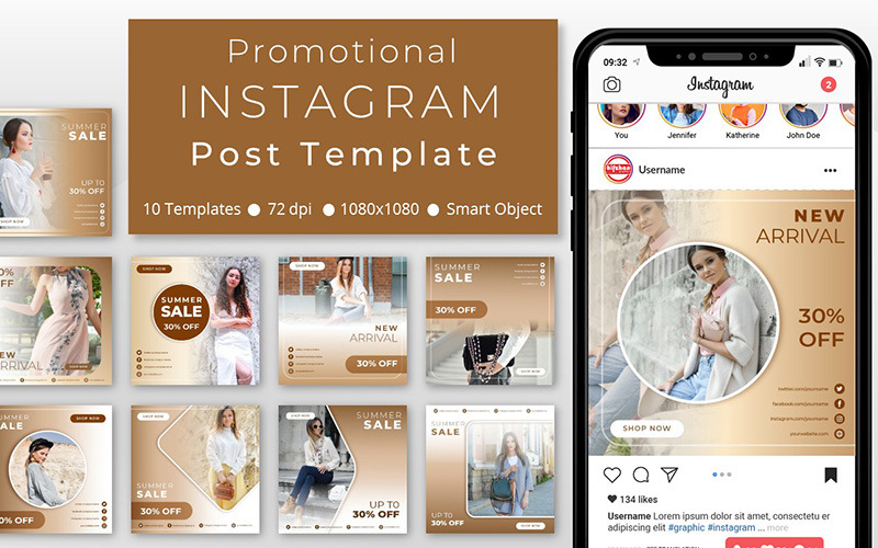 10 Unique Fashion Promotional - Instagram Post Social Media Template
