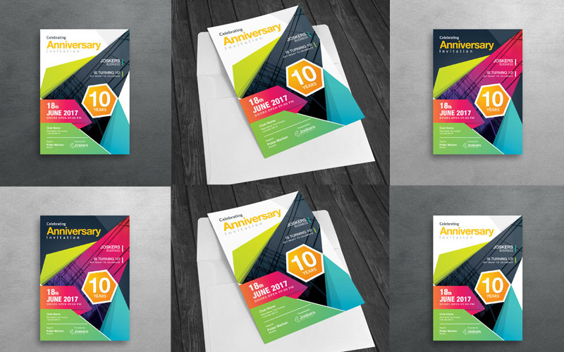 Bright Color Anniversary Invitation - Corporate Identity Template
