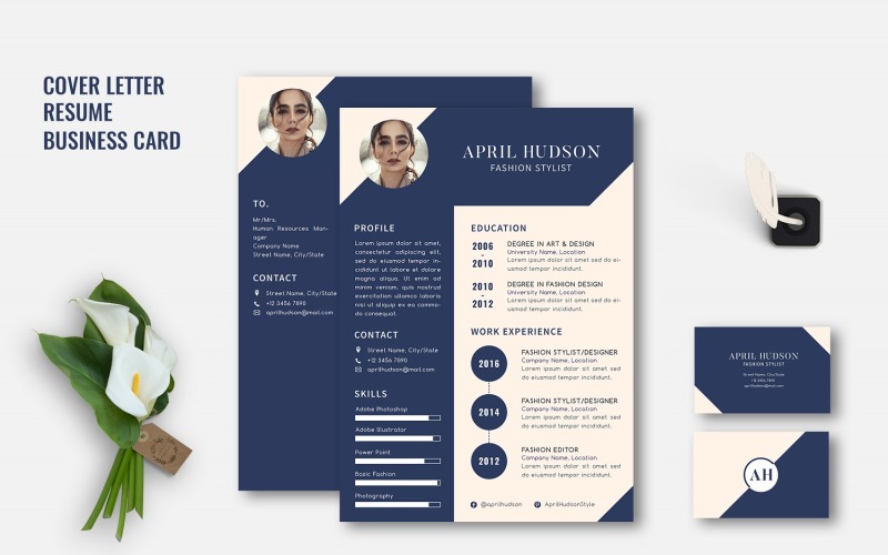 Hudson - Fashion CV Set Resume Template - TemplateMonster