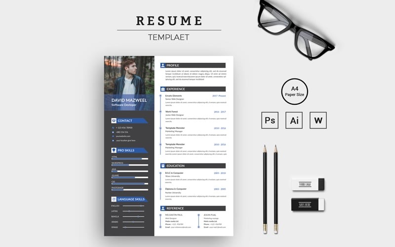 Clean Resume/cv Template #105625 - TemplateMonster
