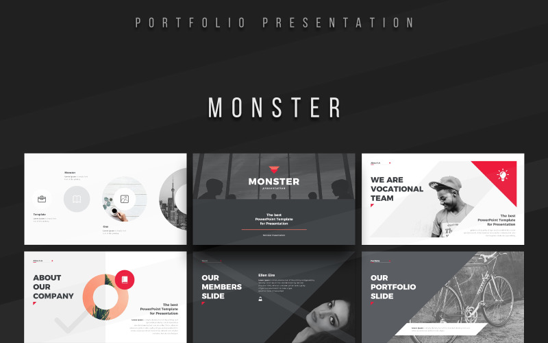 Modelo Monster Portfolio PowerPoint #106088 - TemplateMonster