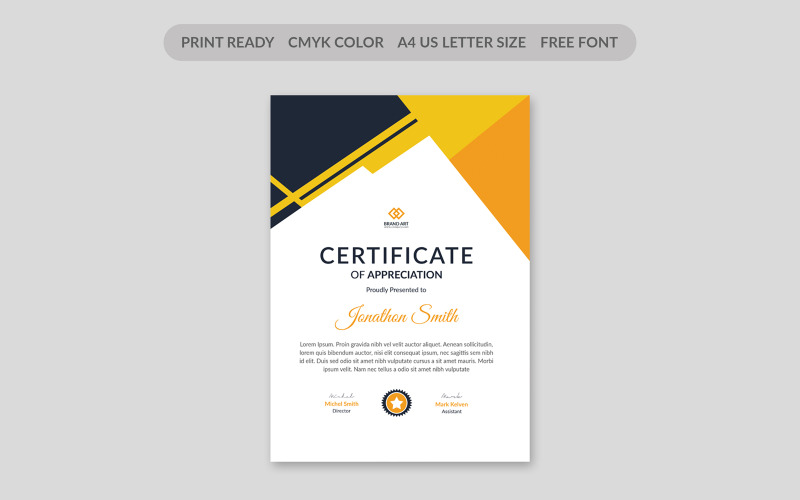 Triangles Design Certificate Template - TemplateMonster