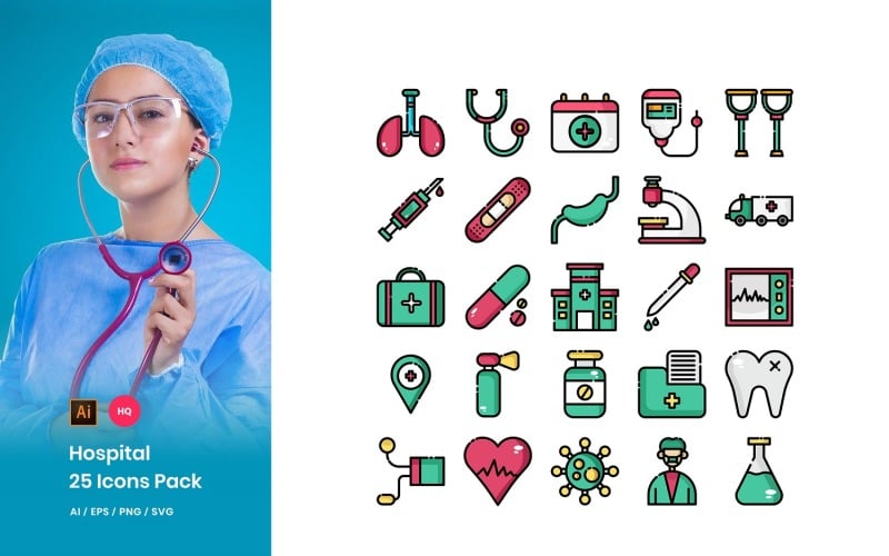 Medical 100 Set Pack Icon #107250 - TemplateMonster